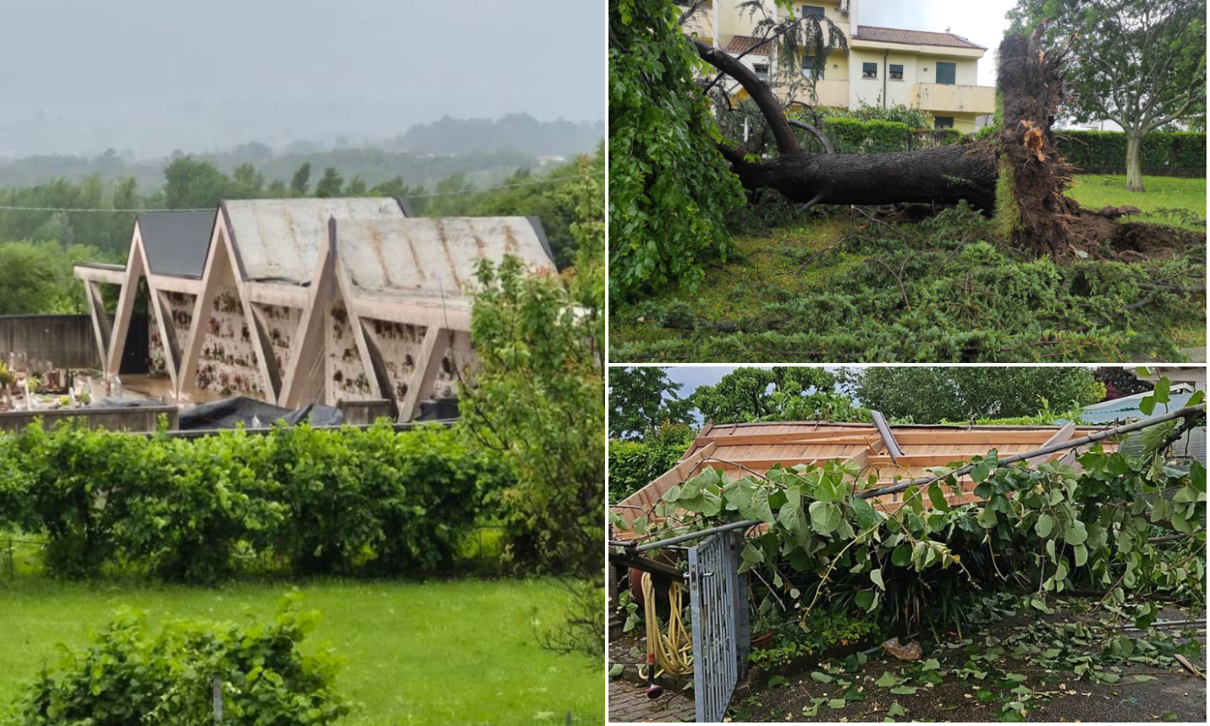 Tromba d’aria a Pederobba, tetti scoperchiati e alberi sradicati - Prima Treviso